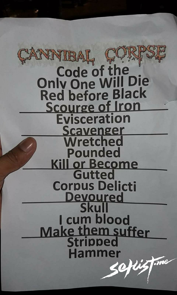 Setlist de Cannibal Corpse | 07 de Octubre 2018 | C3 Stage